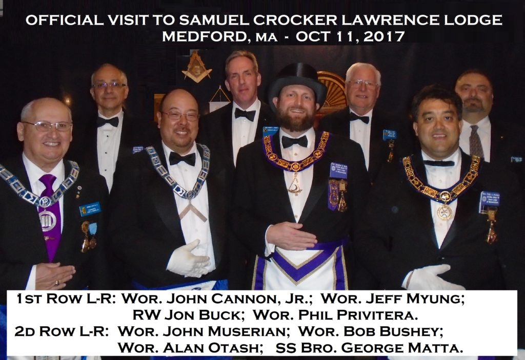 Official Visit to Samuel Crocker Lawrence Lodge, Medford MA